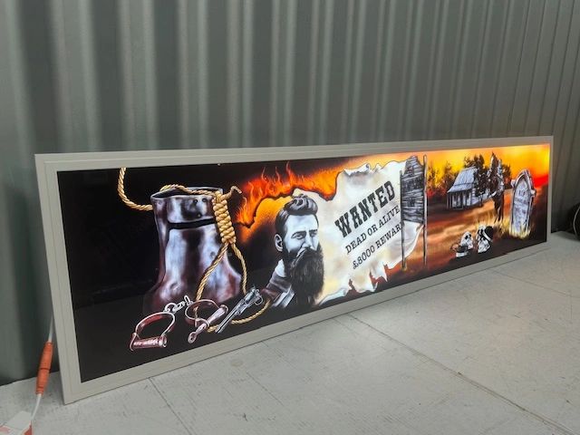 NED KELLY LARGE LED FLAT HANGING SIGN