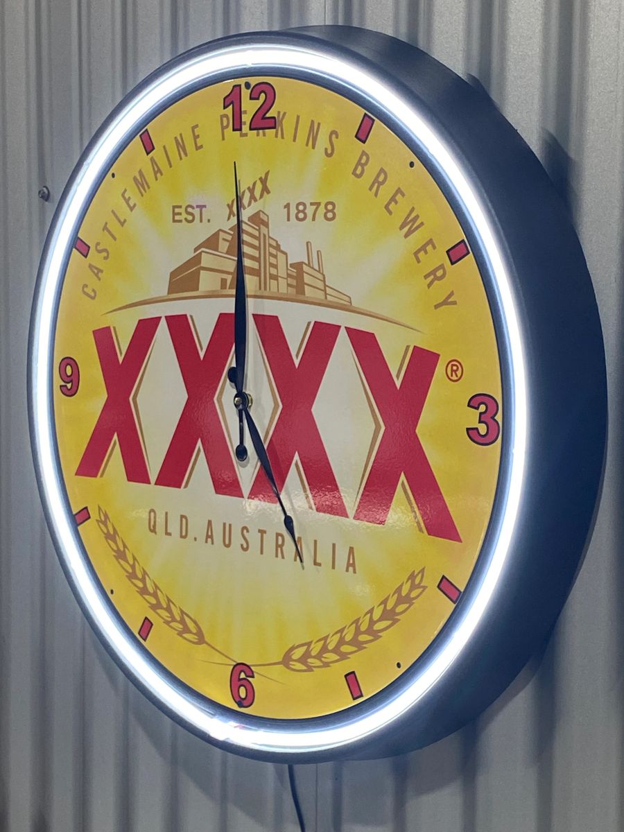 XXXX NEON CLOCK SIGN 650 MM DIAMETER 240 VOLT HEAVY DUTY BODY & BRIGHT ...
