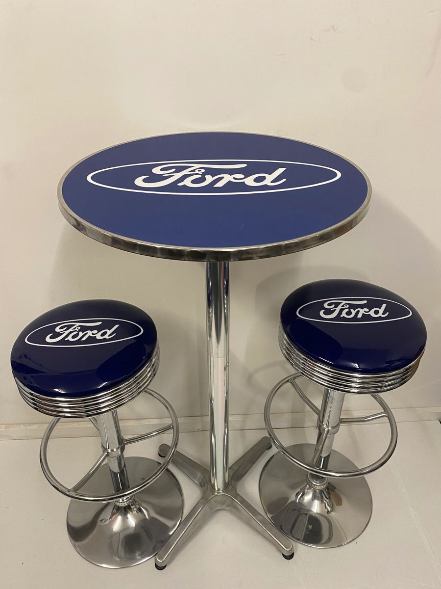 FORD OVAL TABLE & 2 STOOL PACKAGE