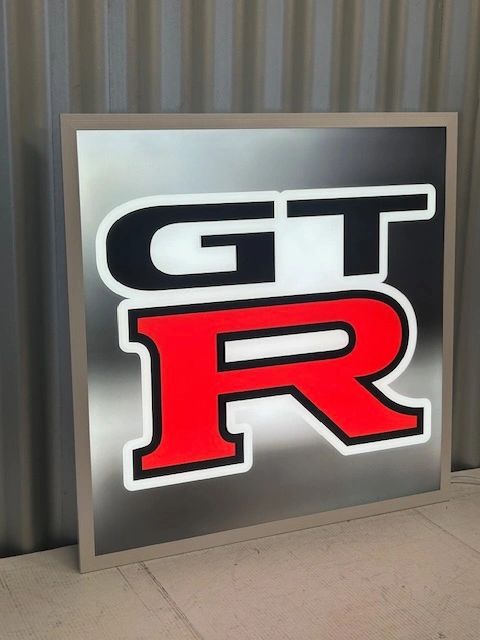 NISSAN GTR ILLUMINATED FLAT PANEL LED SIGN 600 MM X 600 MM