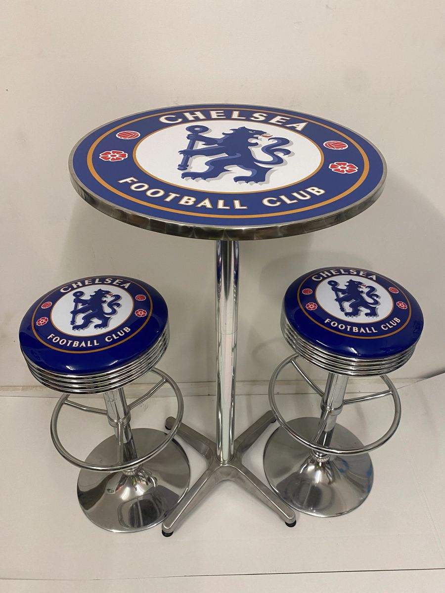 CHELSEA FOOTBALL CLUB TABLE AND 2 X STOOL PACKAGE