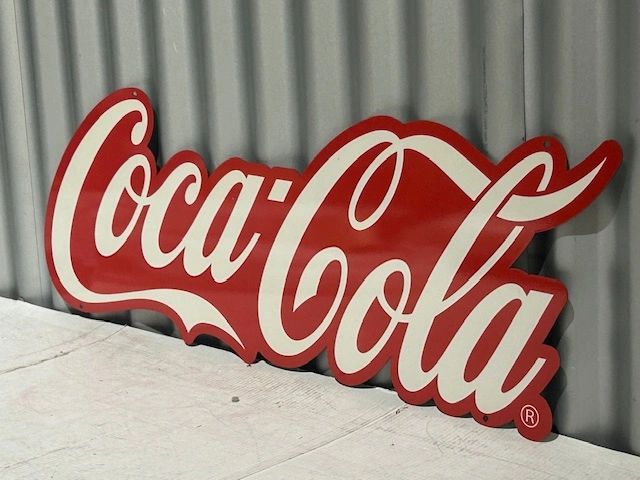 COCA COLA SCROLL DIE CUT METAL SIGN
