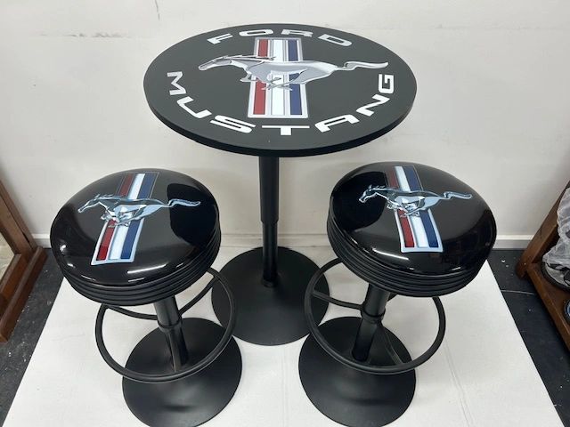 FORD MUSTANG PREMIUM BLACK TABLE & 2 STOOL PACKAGE