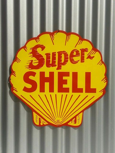 SUPER SHELL CLAM DIE CUT METAL SIGN 570 X 575MM