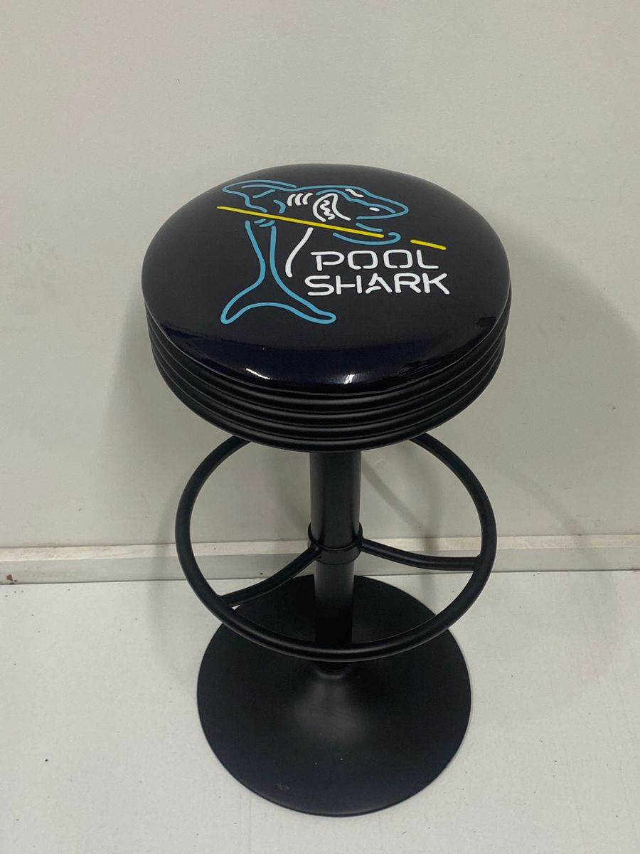 POOL SHARK PREMIUM BLACK BAR STOOL 360 DEGREE SWIVEL ADJUSTABLE HEIGHT
