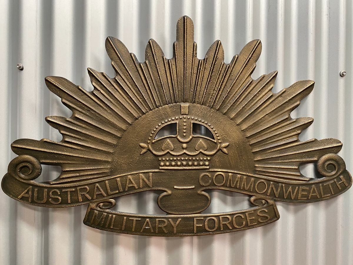 ANZAC WW1 WW2 RISING SUN EMBOSSED METAL SIGN