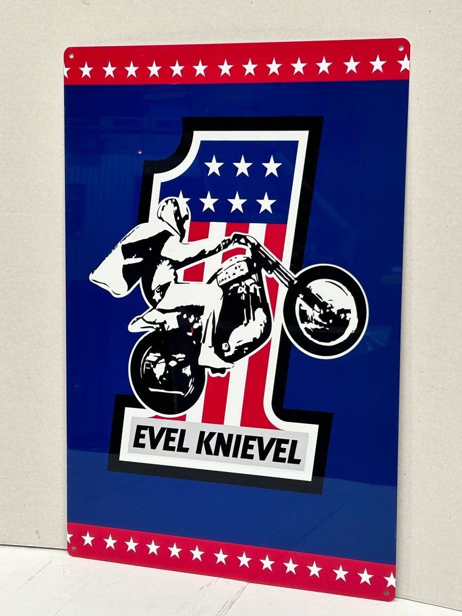 EVEL KNIEVEL HUGE 810 MM X 555 MM METAL SIGN