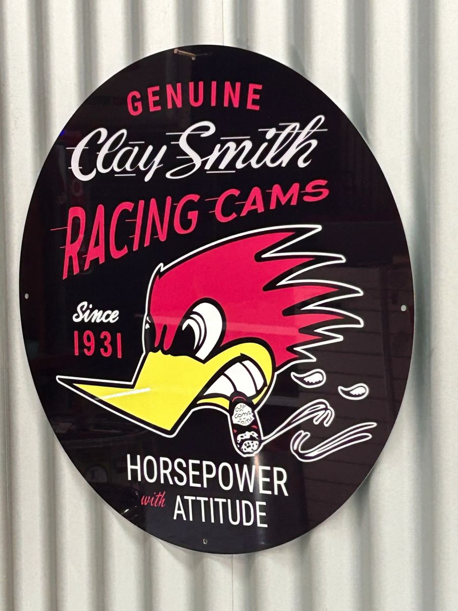 CLAY SMITH MR HORSEPOWER 560 MM ROUND METAL SIGN