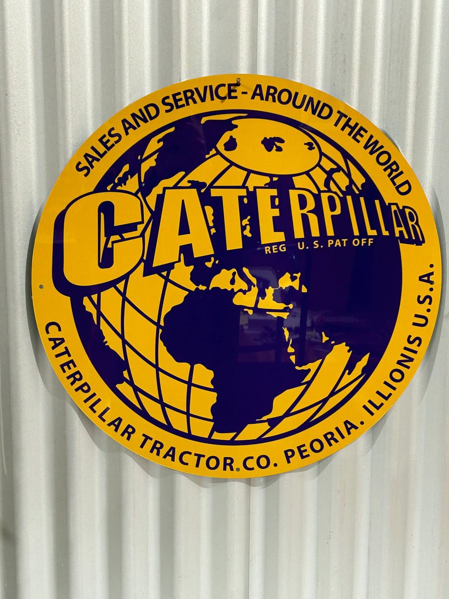 CATERPILLAR GLOBE 560 MM ROUND METAL SIGN