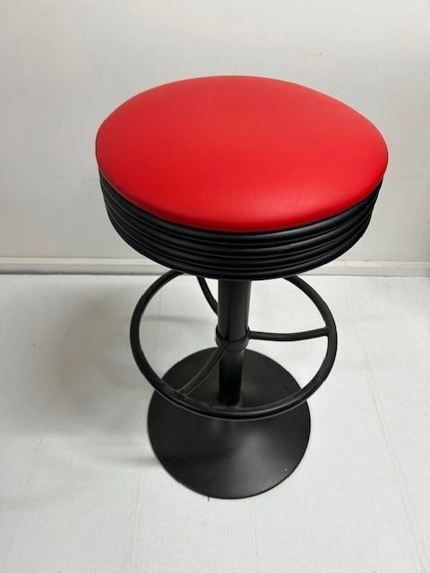 RED DINER PREMIUM BLACK BAR STOOL ADJUSTABLE HEIGHT 360 DEGREE SWIVEL