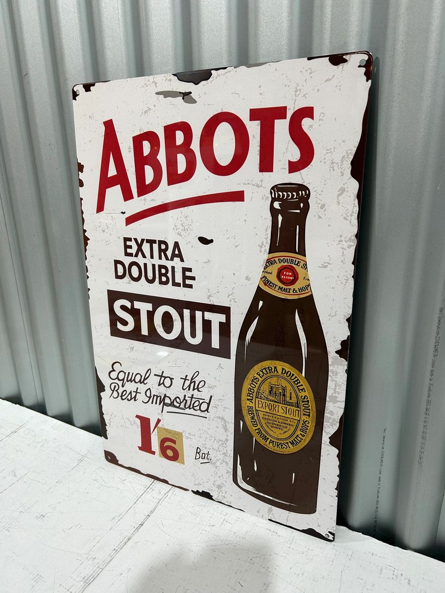 ABBOTS STOUT 600 MM X 400 MM METAL SIGN