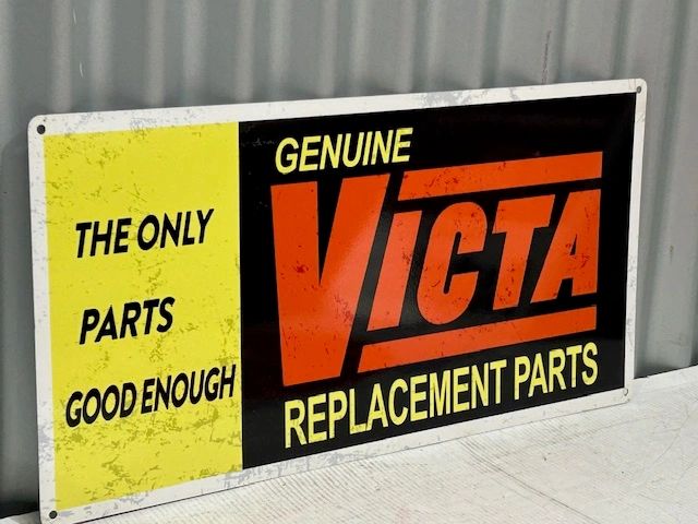 VICTA LAWN MOWERS 600 MM X 300 MM METAL SIGN