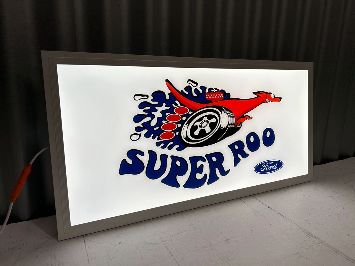 FORD SUPER ROO FLAT HANGING LED ILLUMINATED SIGN 600 X 300 MM 240 V