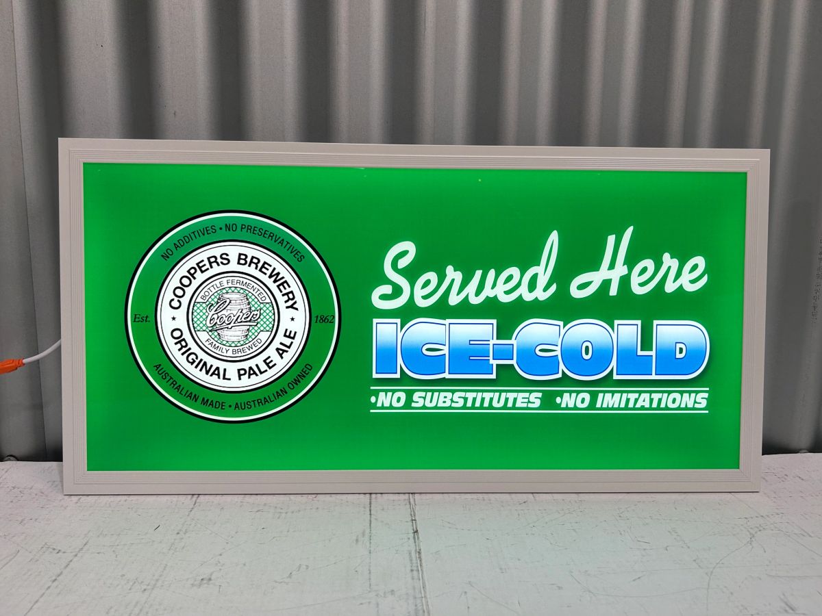 COOPERS PALE ALE FLAT HANGING LED ILLUMINATED SIGN 600 X 300 MM 240 V