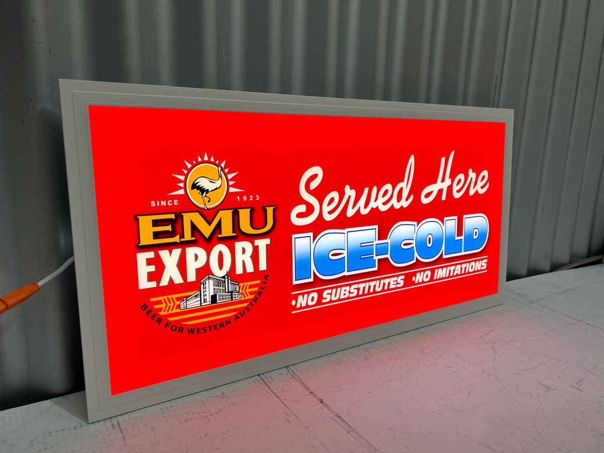 EMU EXPORT FLAT HANGING LED ILLUMINATED SIGN 600 X 300 MM 240 V