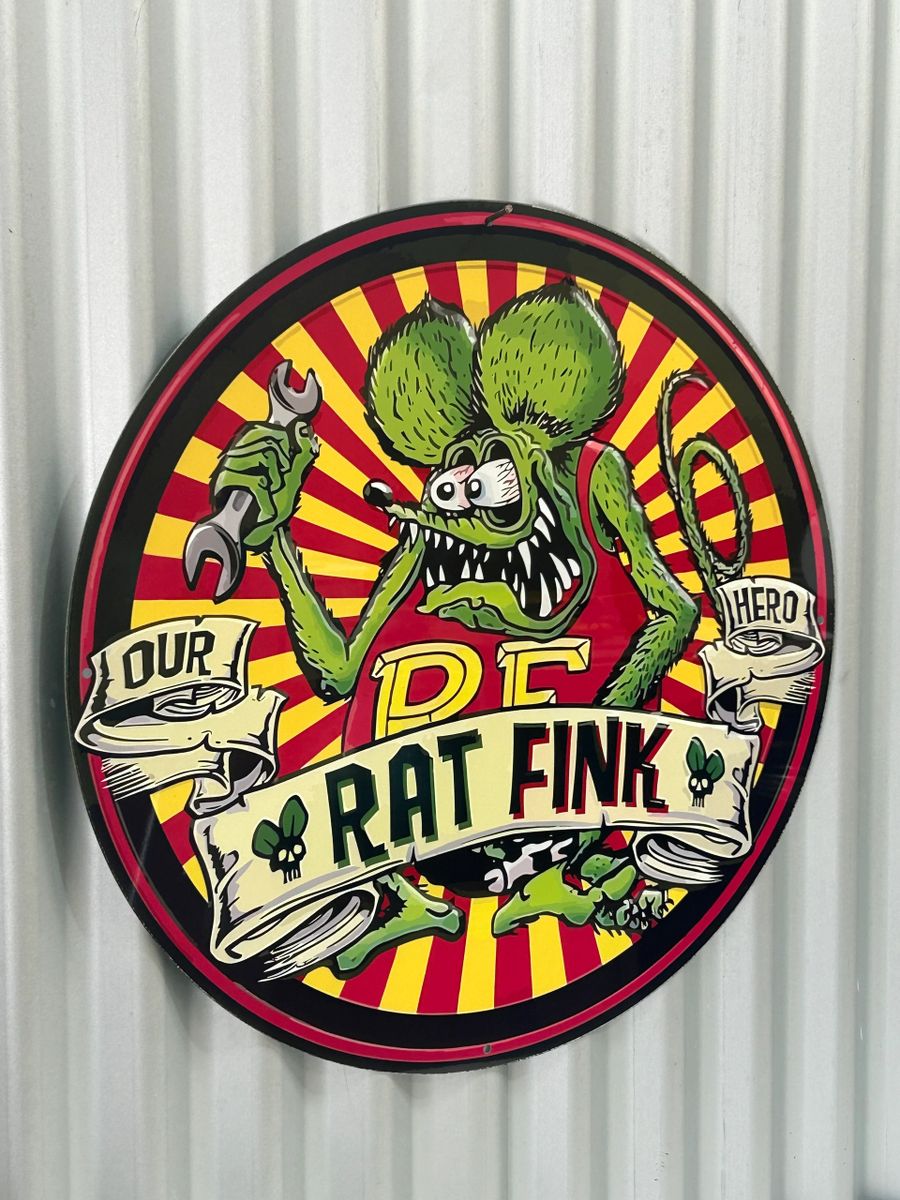 RAT FINK OUR HERO 560 MM DIAMETER ROUND METAL SIGN