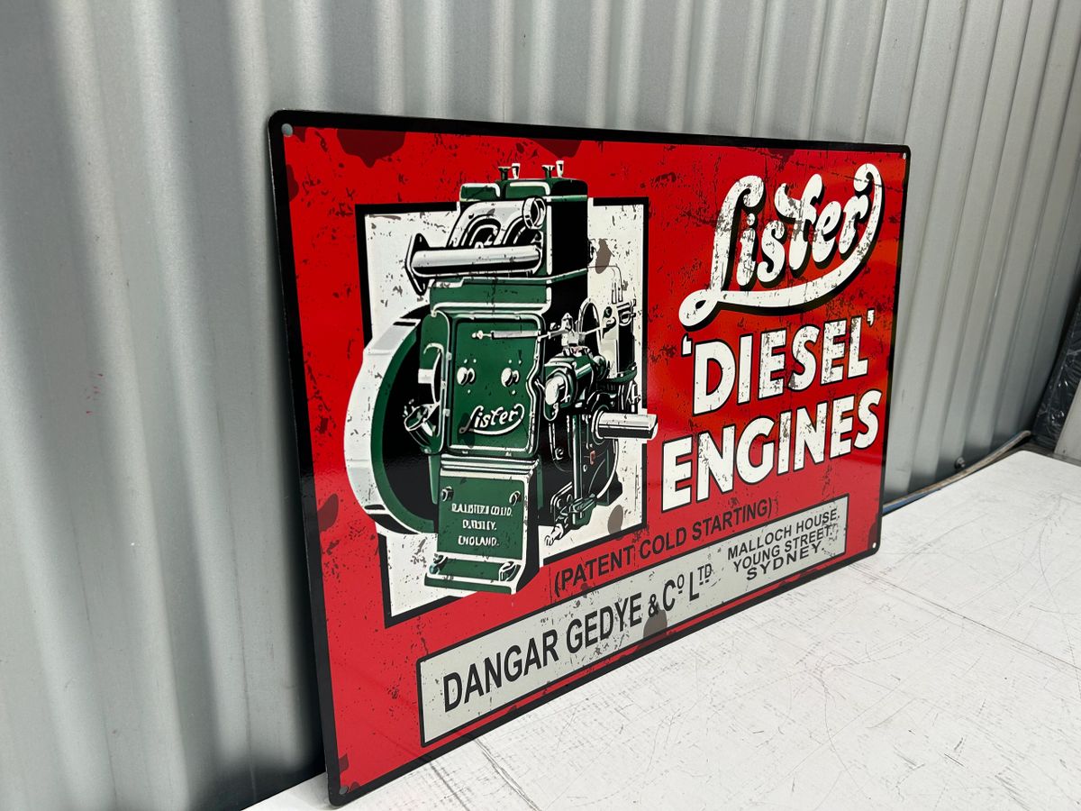 LISTER DIESEL ENGINES 600 MM X 400 MM METAL SIGN