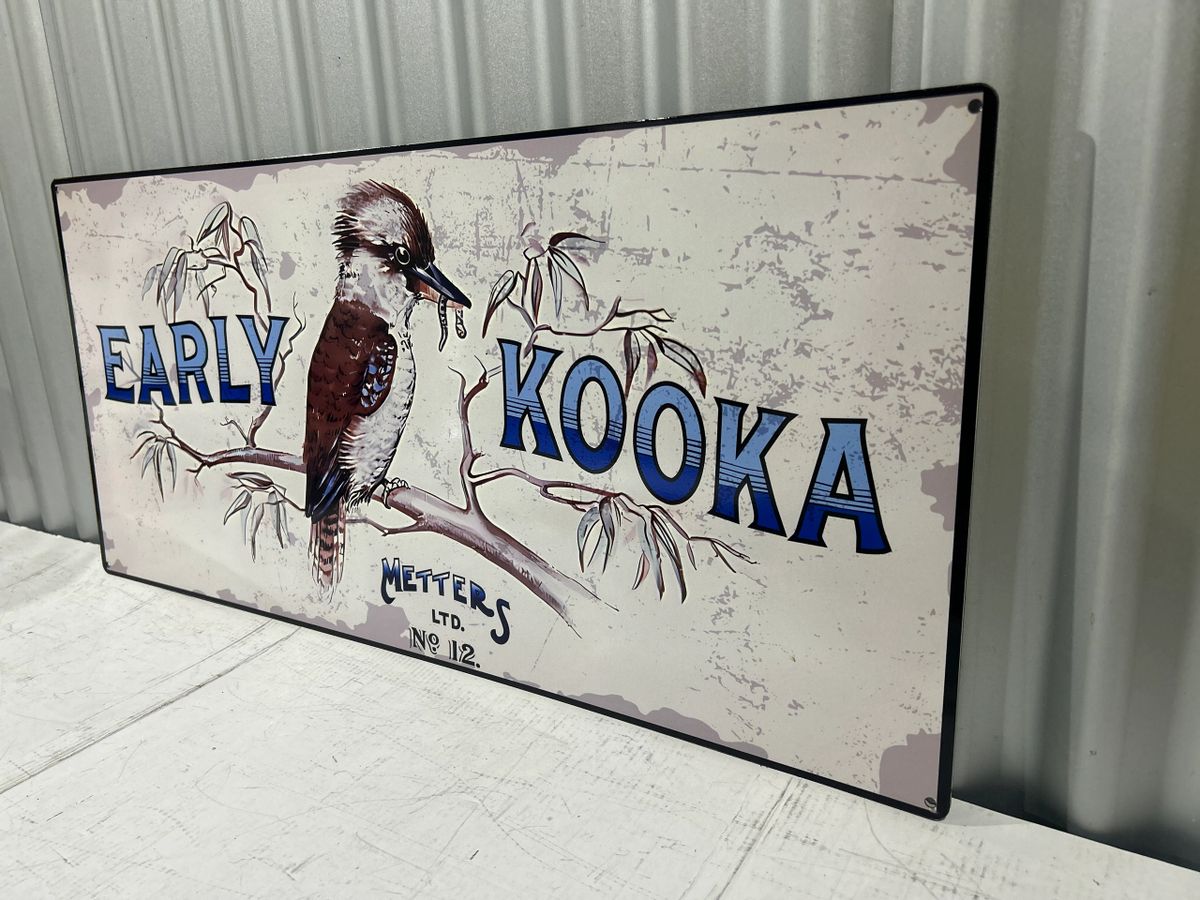 METTERS EARLY KOOKA 600 MM X 300 MM METAL SIGN