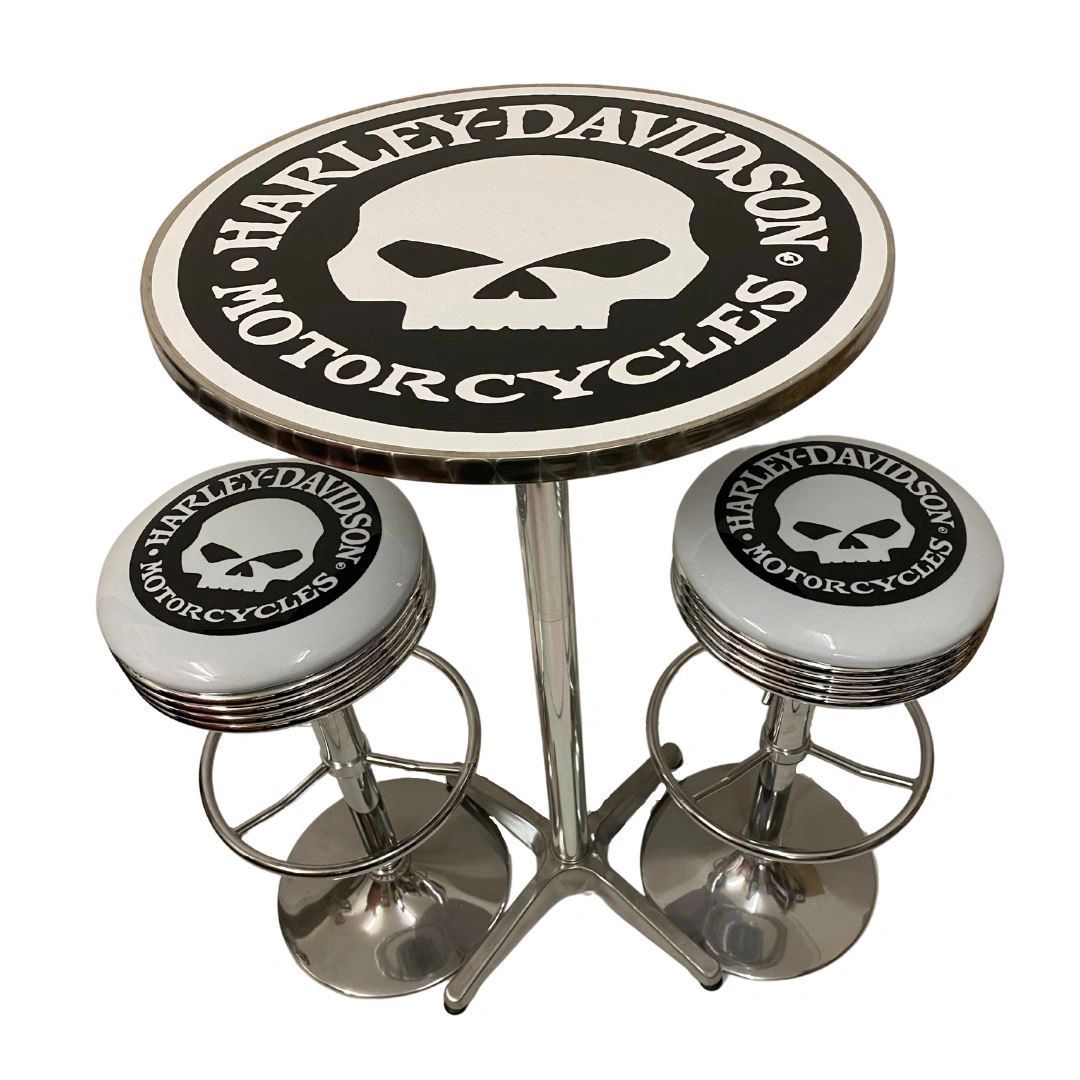 HARLEY DAVIDSON WILLY G BAR TABLE & 2 STOOL PACKAGE