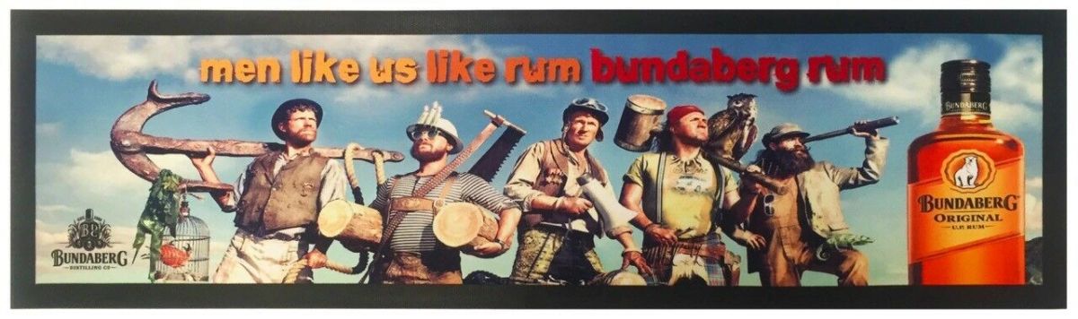 BUNDABERG RUM PREMIUM RUBBER BACKED BAR RUNNER 880 MM X 250 MM