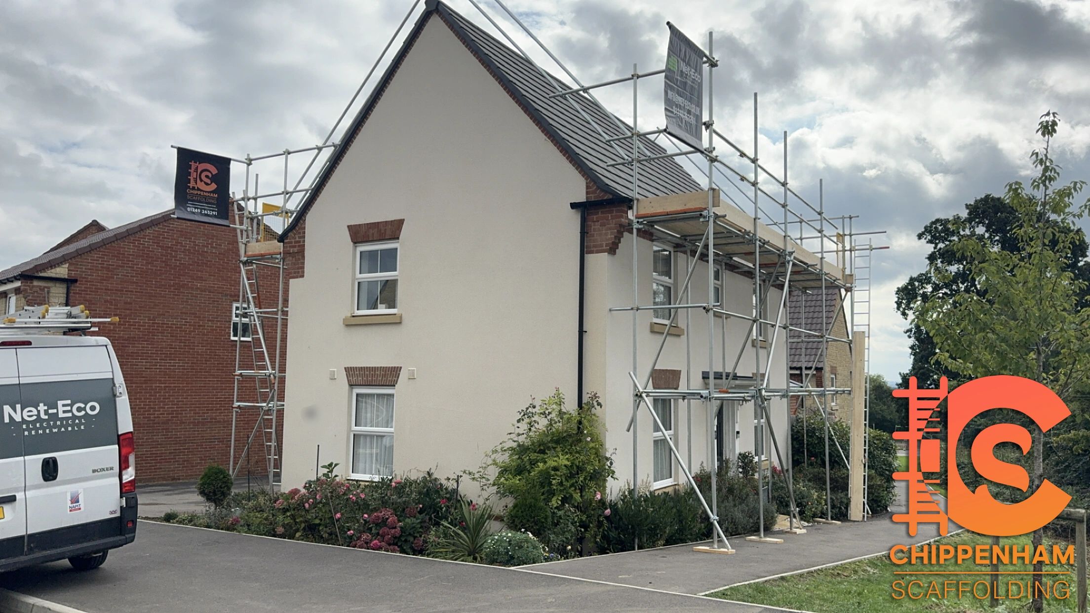 Scaffolding for Solar Panel Installation on a 2-Storey Property