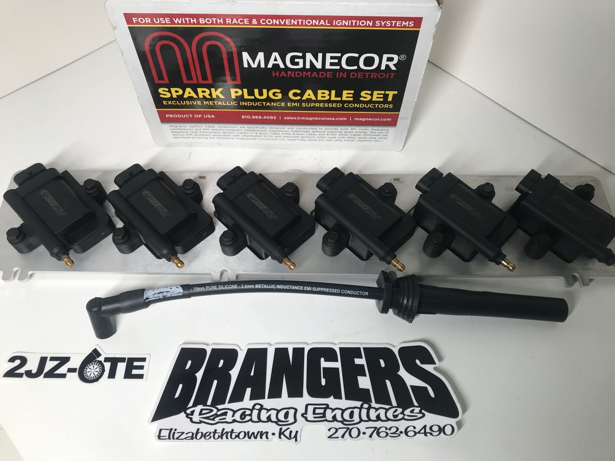 Brangers Racing IGN-1A Coil Bracket Kit W/Coils and Magnecor Plug Wires ...
