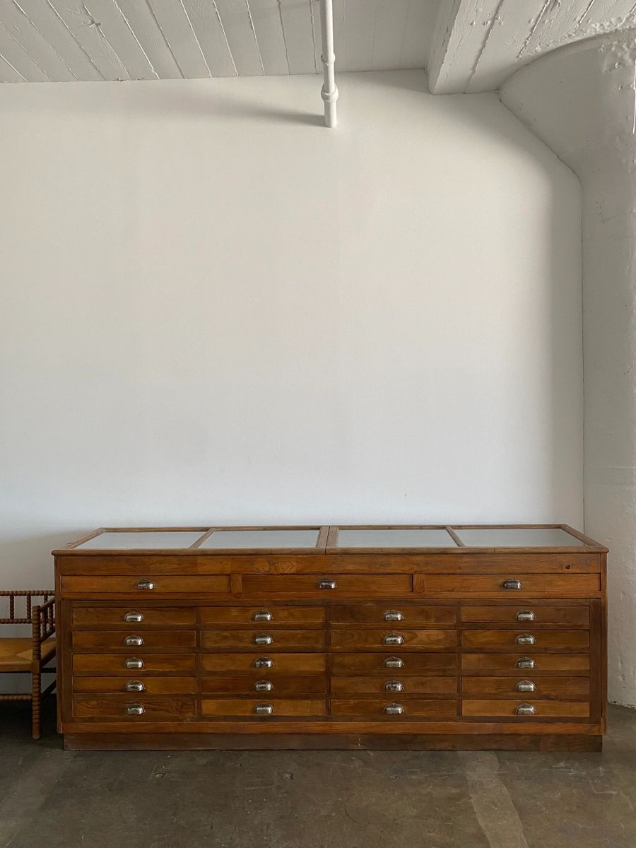 Vintage Large Library Drawer Console