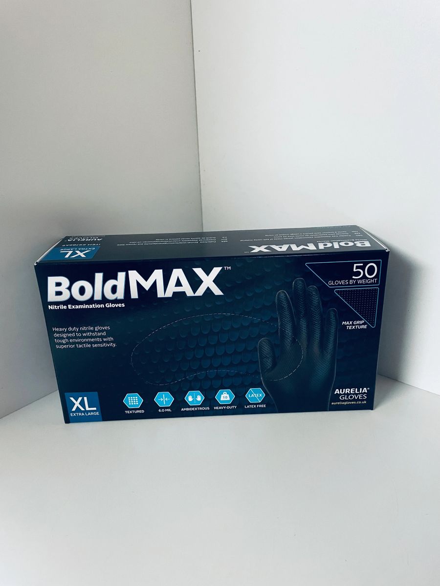 BOLDMAX BLACK NITRILE GLOVES - XL