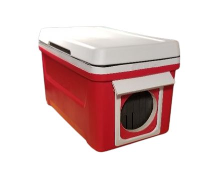MEDIUM Cooler Cat House Shelter - Right End, ROUND Entrance: RED