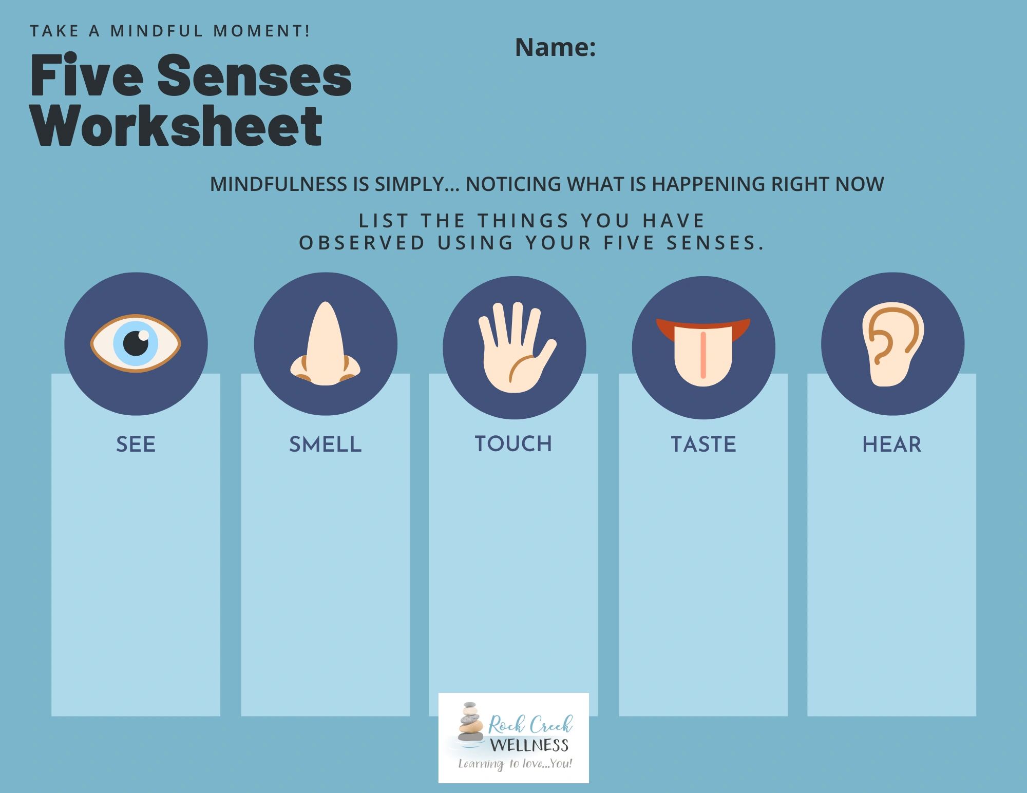 5 Senses Mindfulness Activity for Kids