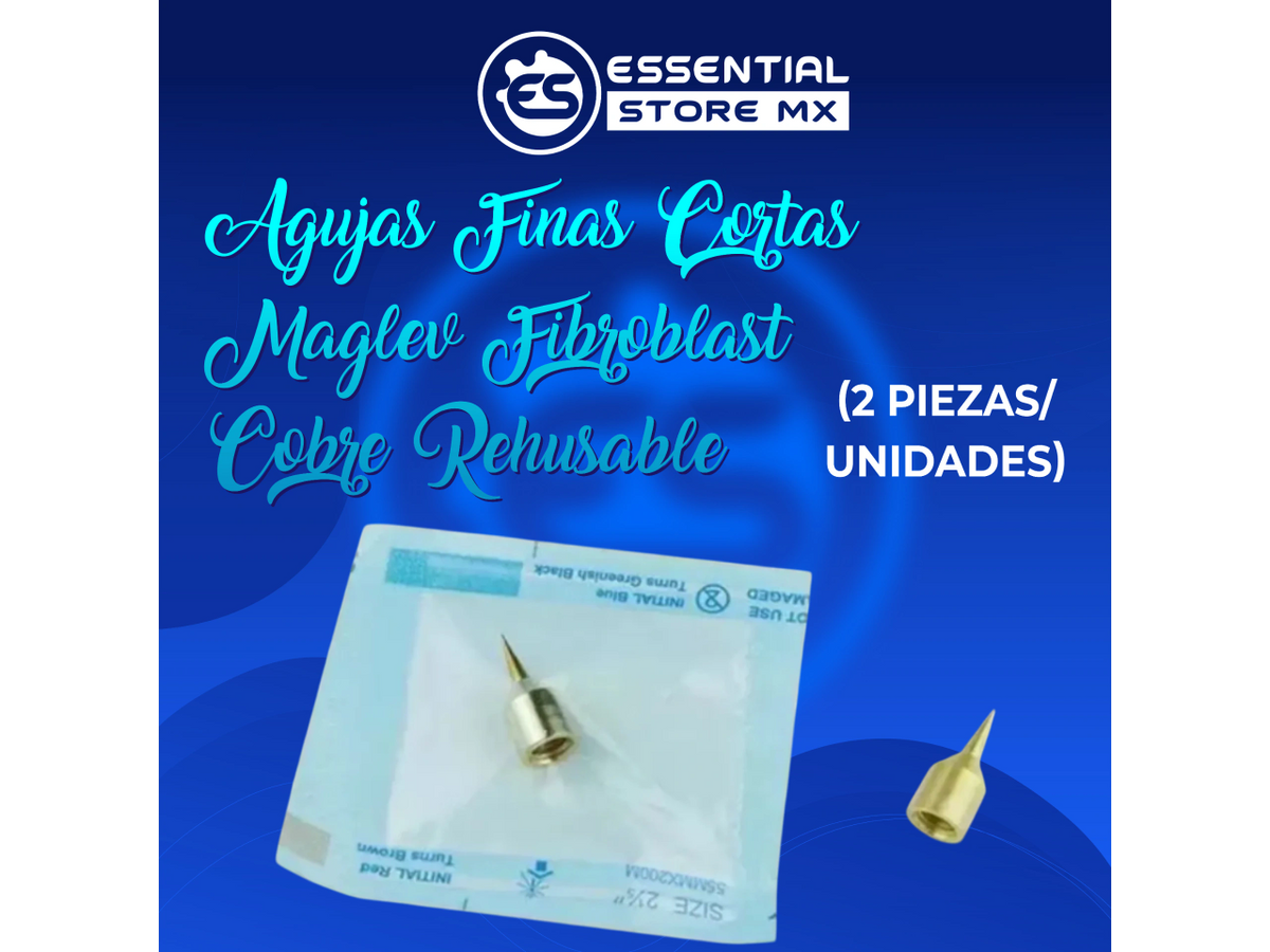 Agujas Finas Cortas Maglev Fibroblast Cobre Rehusable 2 Pzas