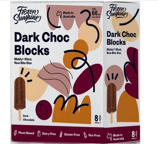Frozen Sunshine - Dark Choc Blocks 8pk Middy Size