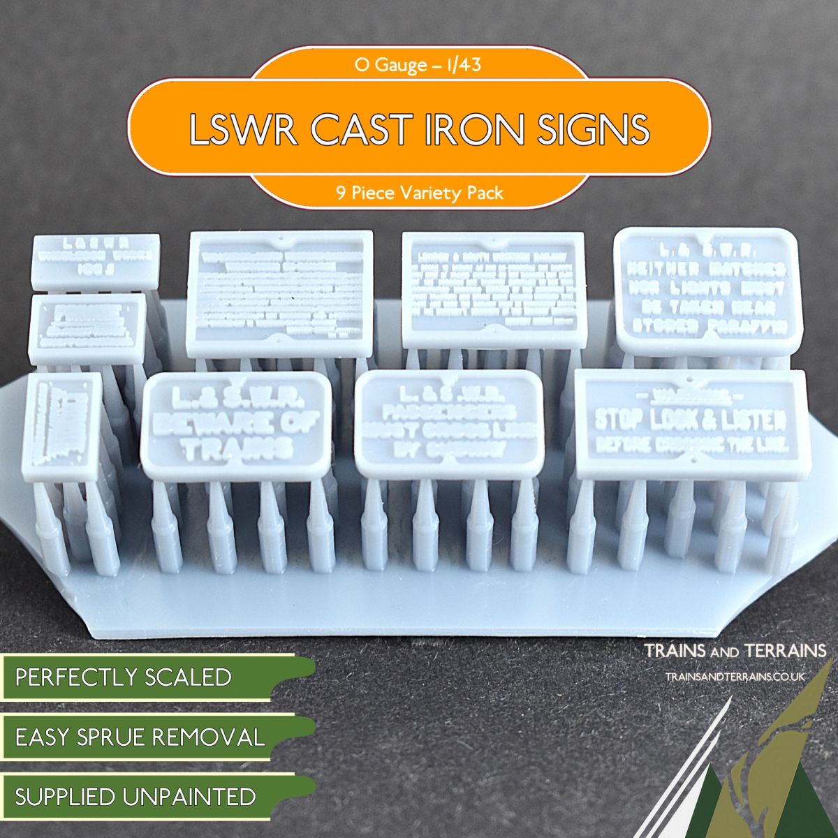 LSWR Cast Iron Signs (x7) - O Gauge (1/43)
