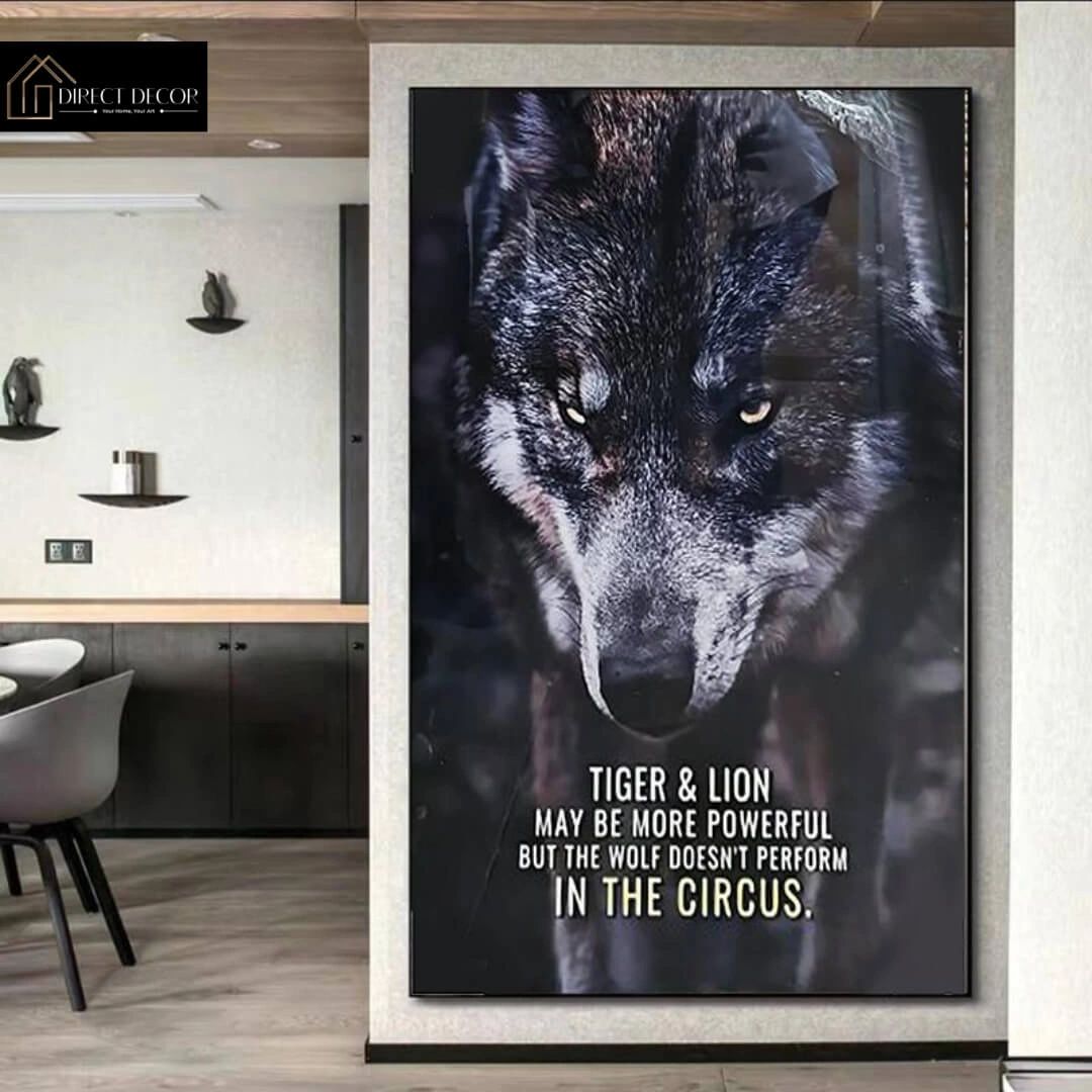 Wolf Motivation Quote Animal Crystal Porcelain 3D Wall Art