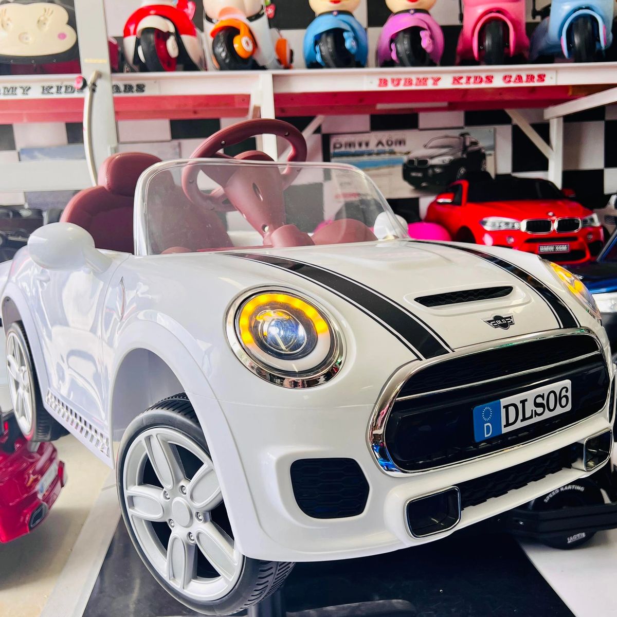 12V White Mini Cooper Style Kids Ride-On Car With Parental Remote Control
