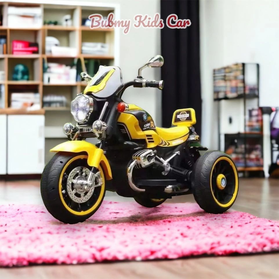 12 volts Yellow 3-wheel electric kids motorcycle