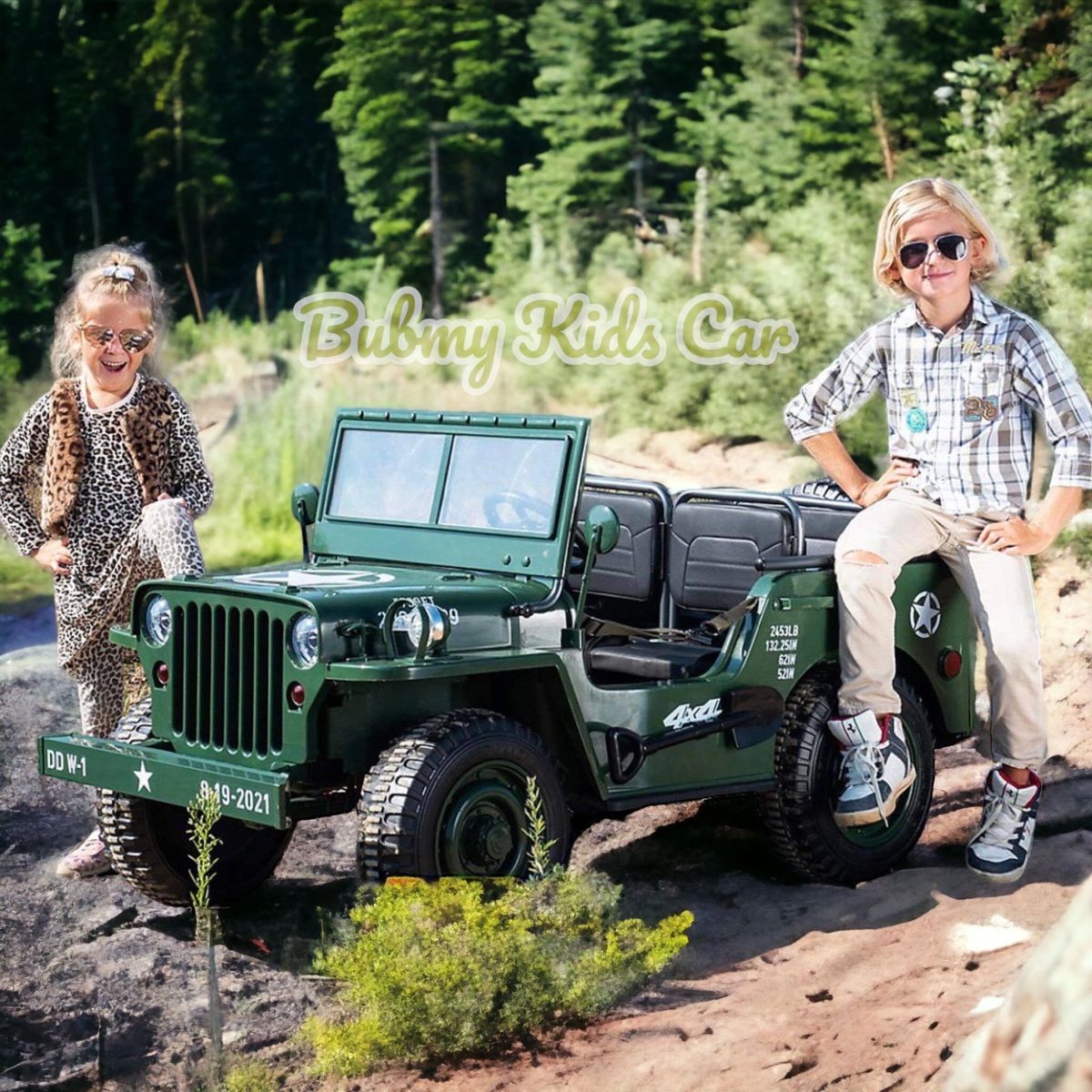 24Volts 3-Seater Jeep Willy Kids Ride On Military Jeep 4WD Powerful ...