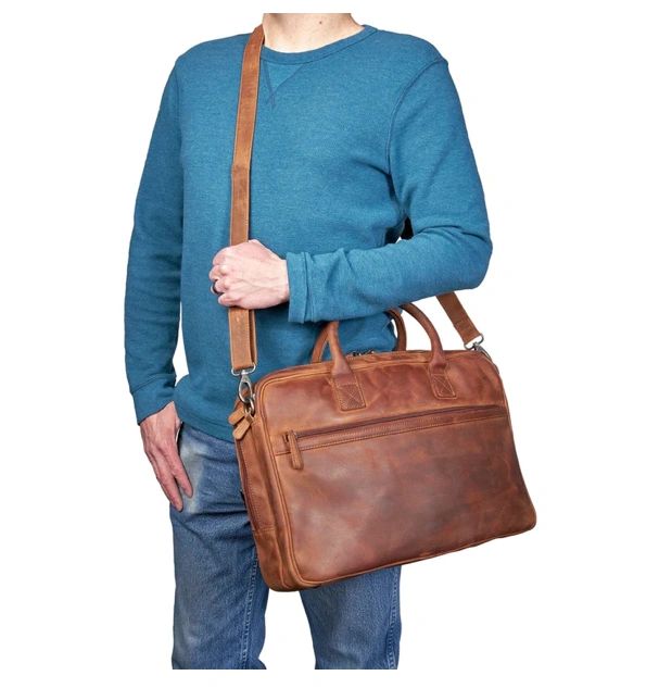 CONCEALED CARRY HAYDEN LEATHER COMPUTER BRIEFCASE WITH RFID ORGANIZER