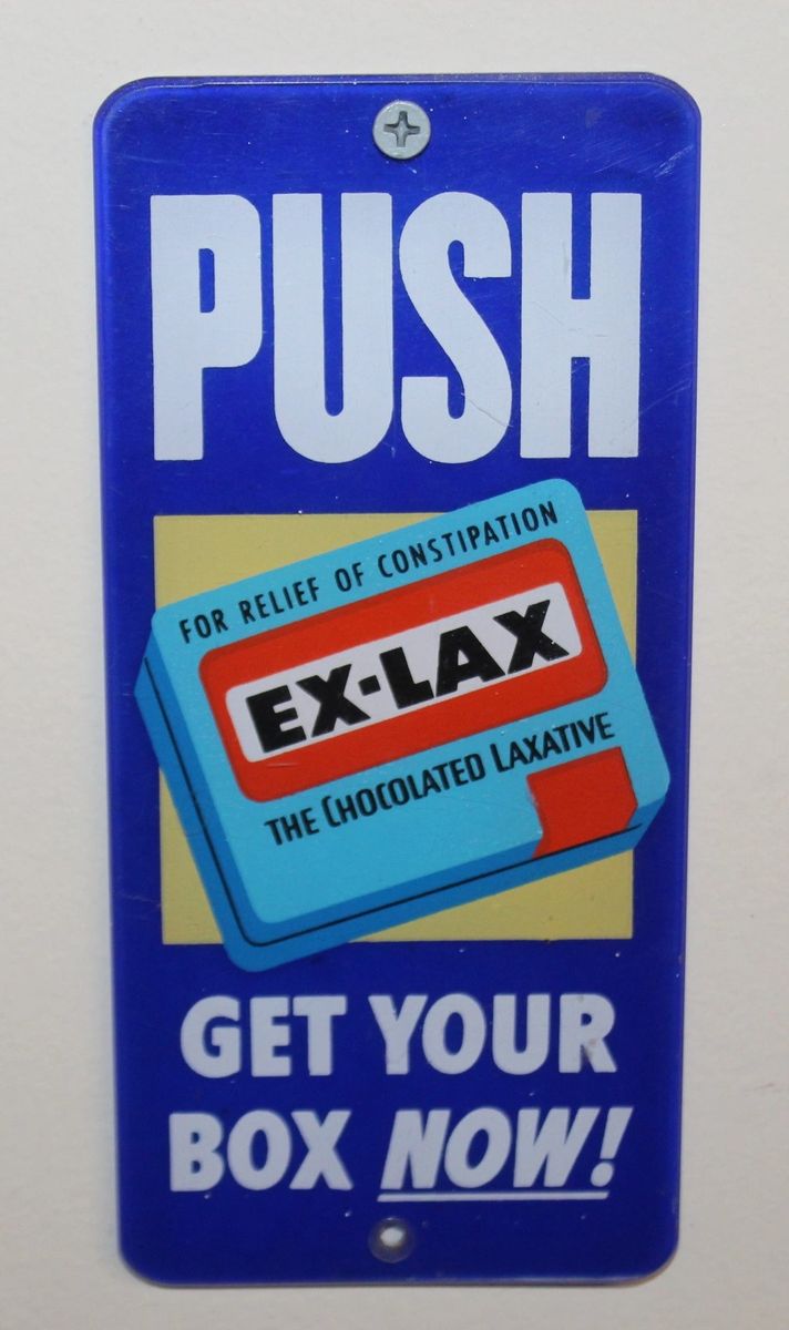 1950's Ex Lax Door Push Plastic Sign