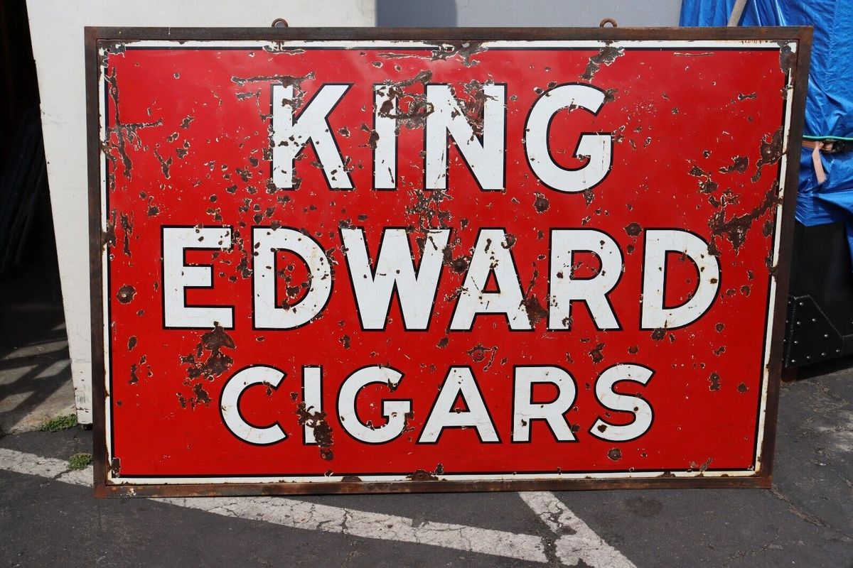 1950 King Edward Cigars Double Sided Porcelain Sign Federal Enterprises ...