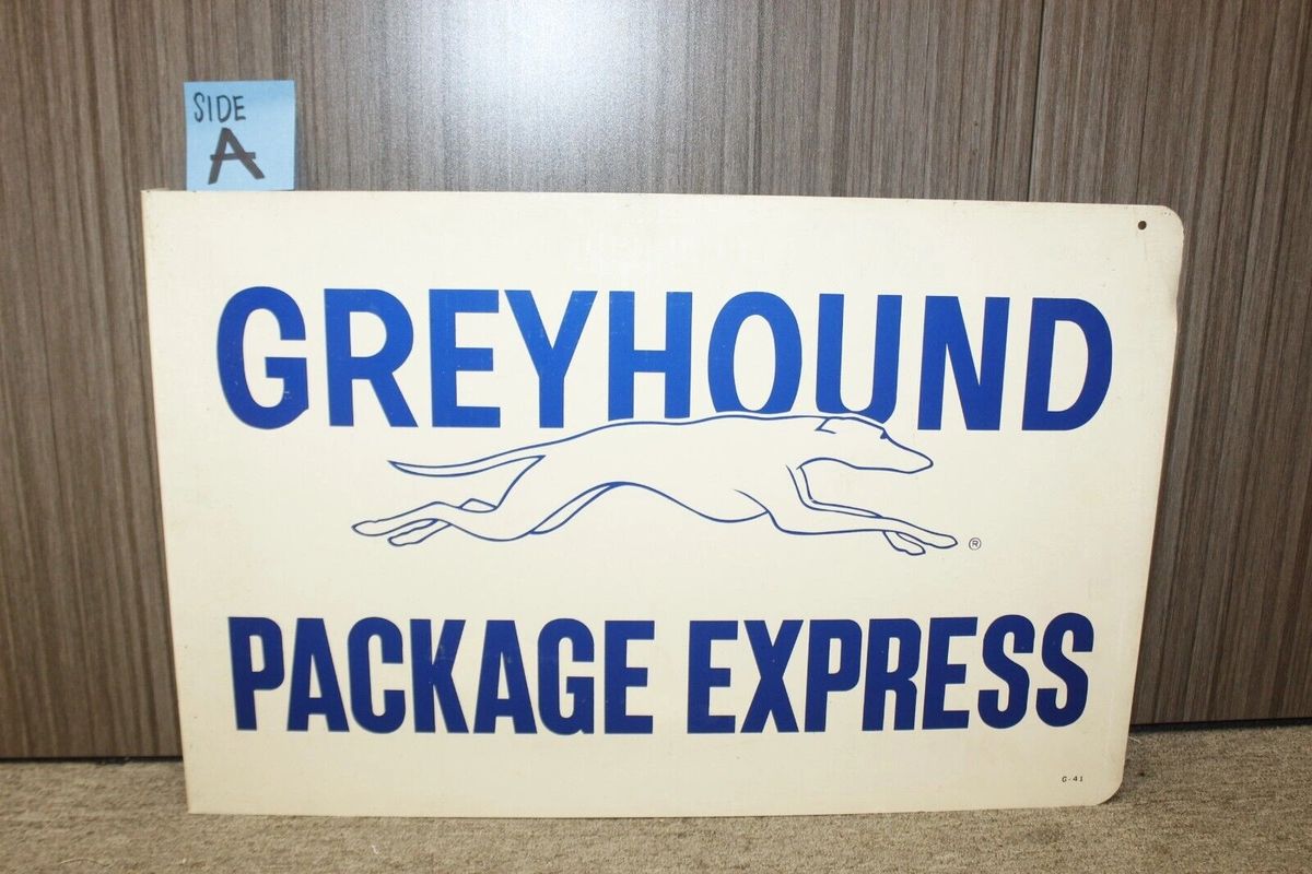 1960's Greyhound Bus ''Package Express'' Double Sided Tin Flange Sign