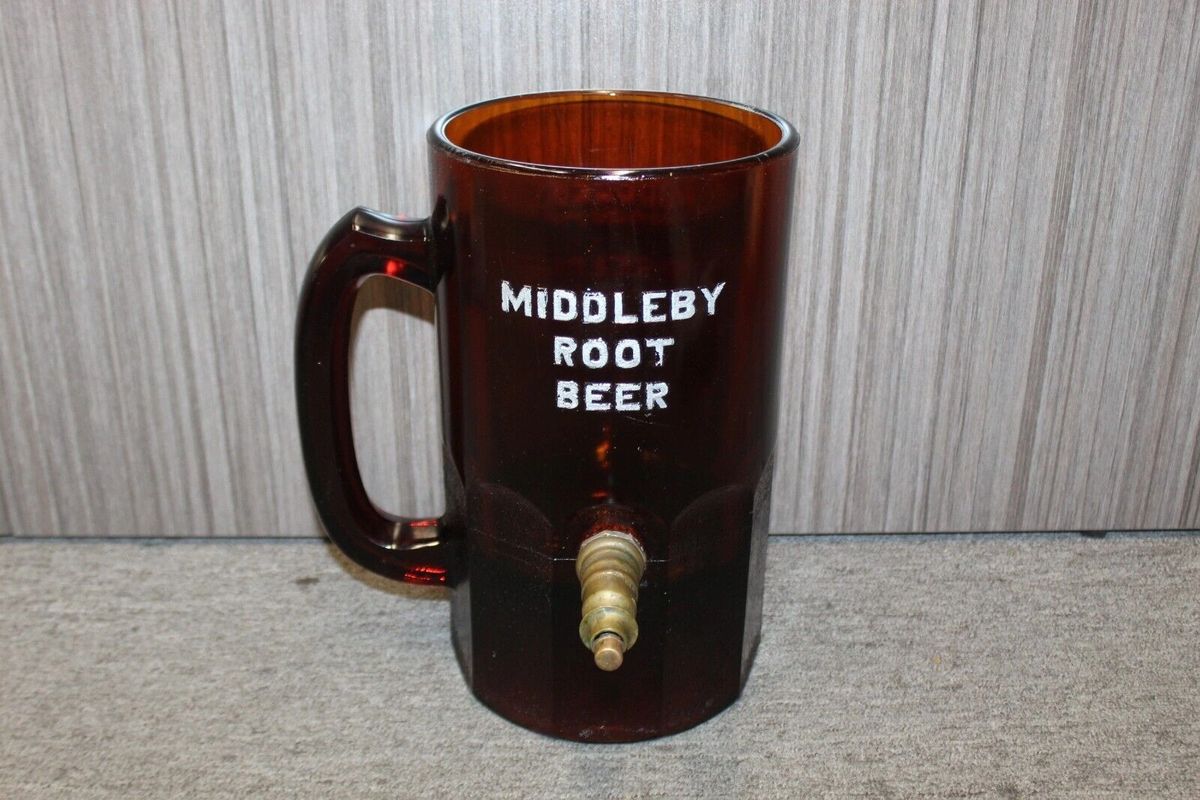 1930s Middleby Root Beer Amber Large Mug Soda Syrup Dispenser