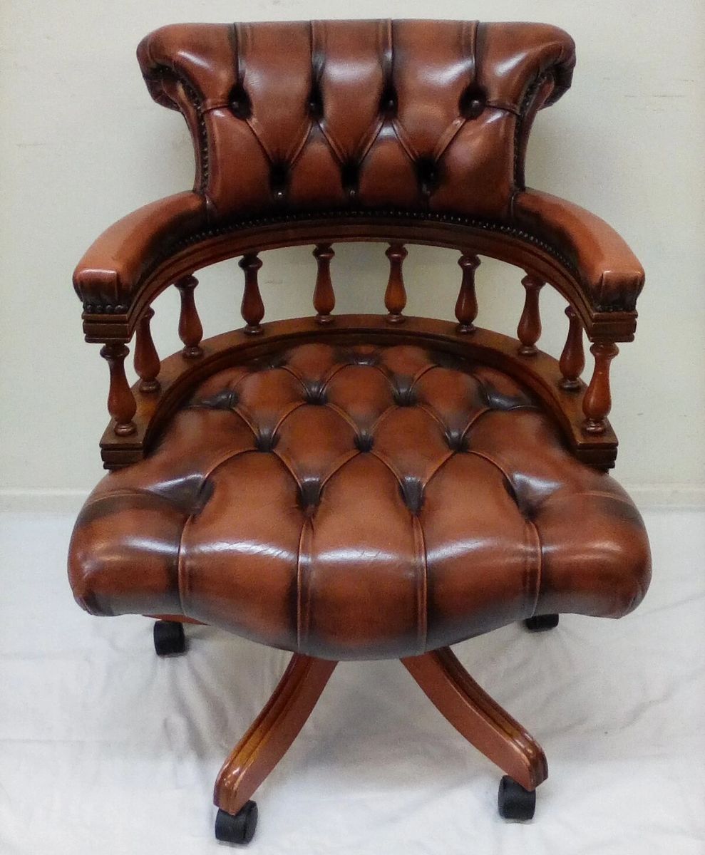 Brown Leather Captains Chair **SOLD**