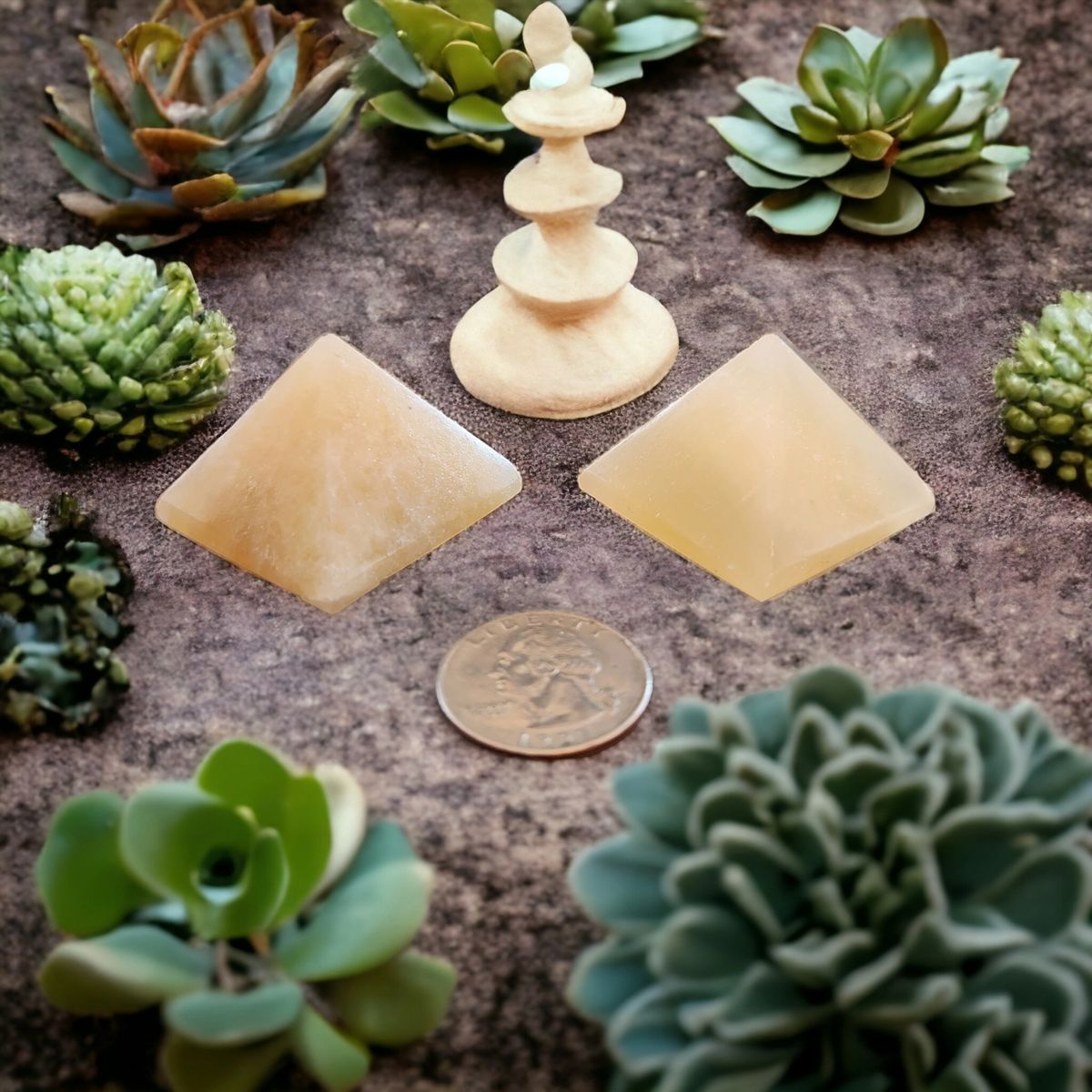 Orange Calcite Pyramid, 1 1/2"