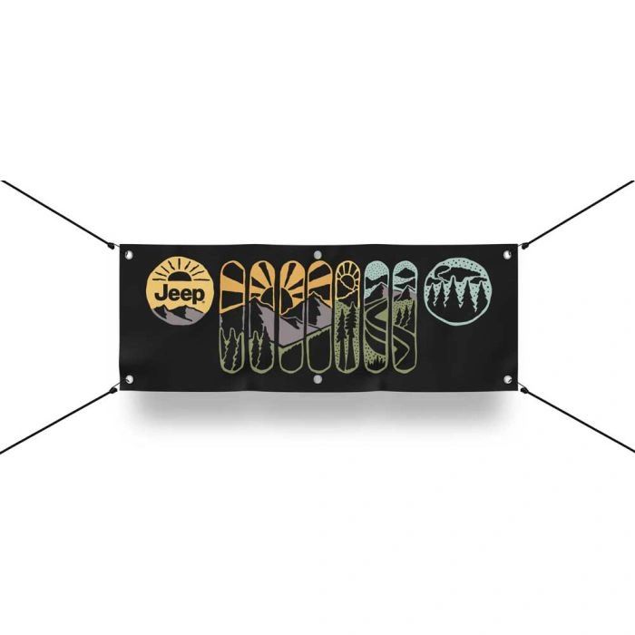 SHOP BANNER , JEEP ATOMIC GRILL BANNER 16INX40IN