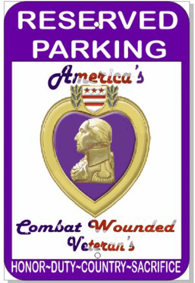Purple Heart Recipient Reserved Parking Sign