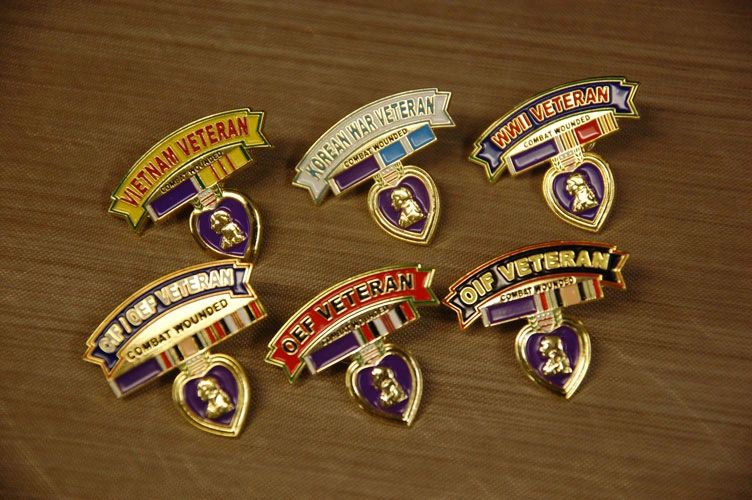War Fought Purple Heart Lapel pins