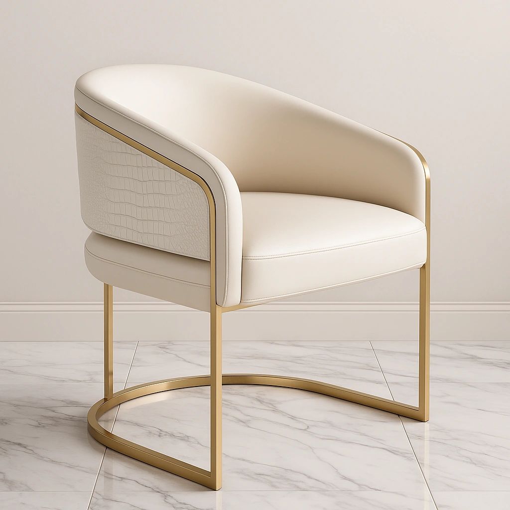 Cream and gold snake skin arm chair