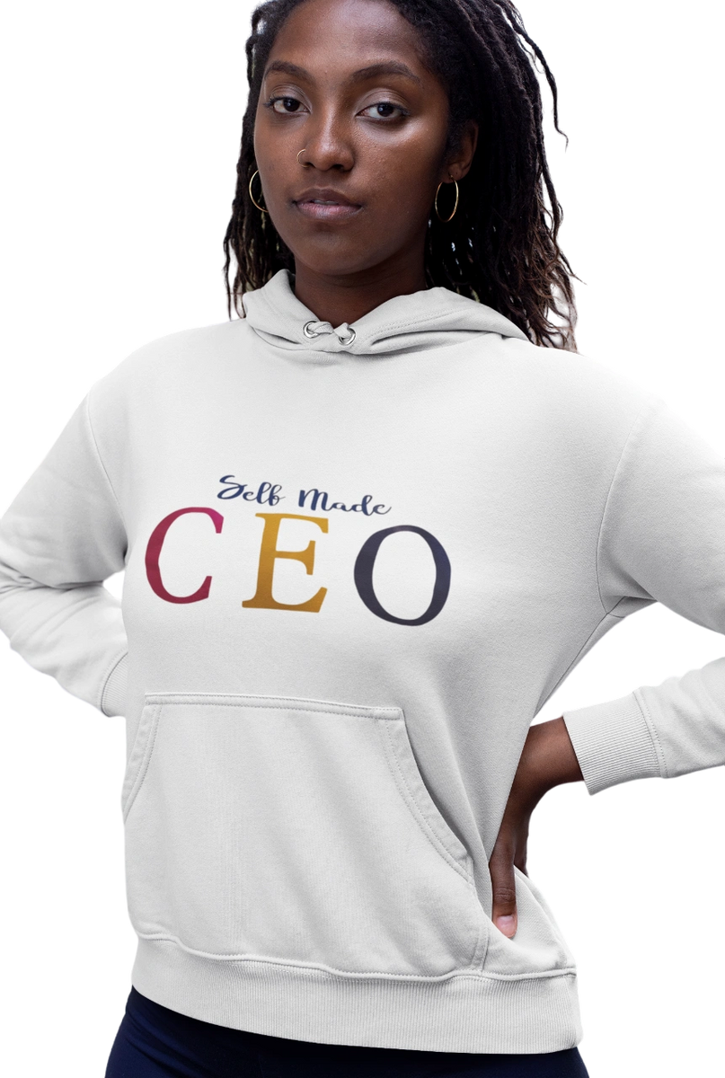 CEO Neon Letter Unisex Adult Hoodie White