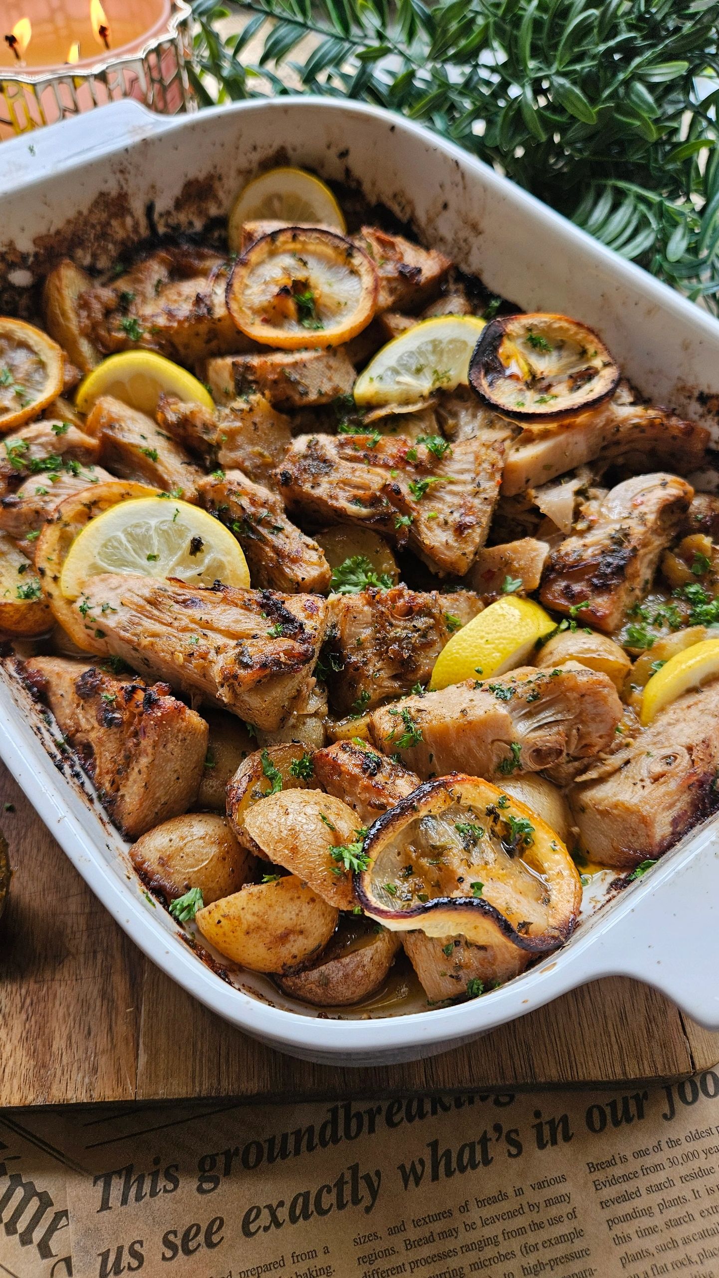 Lemon Pepper Roasted Jackfruit & Potatoes